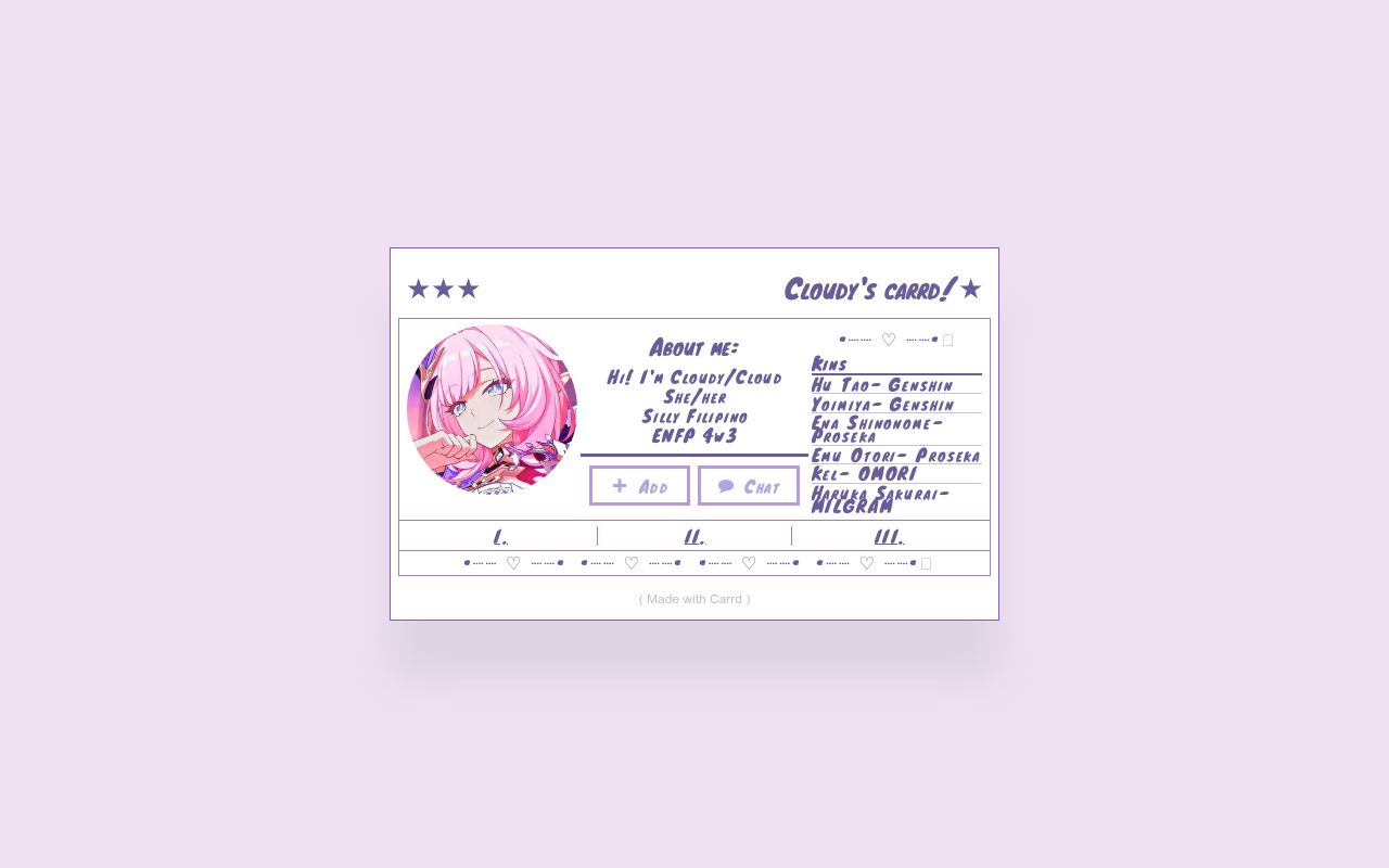 Cloudy's card!